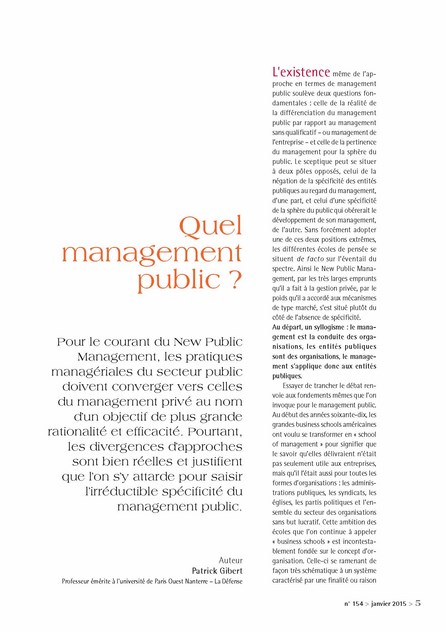 Quel management public ? par Patrick Gibert - Réseau Canopé